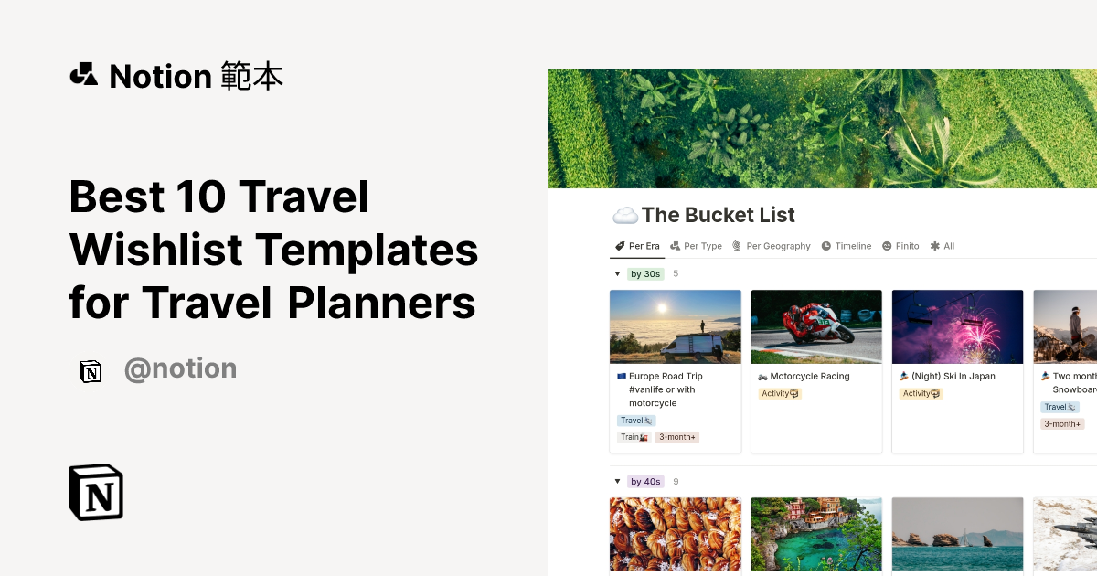 Best 10 Travel Wishlist Templates for Travel Planners | Notion 範本 ...
