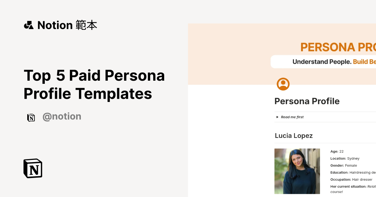 Top 5 Paid Persona Profile Templates | Notion 範本 Marketplace