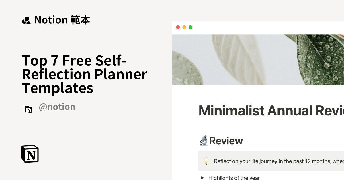 Top 7 Free Self-Reflection Planner Templates | Notion 範本 Marketplace