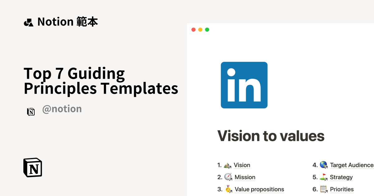 Top 7 Guiding Principles Templates | Notion 範本 Marketplace