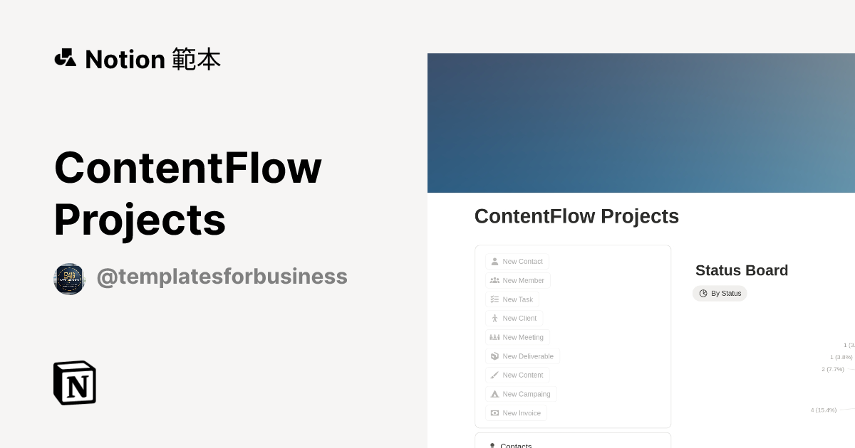 由 System4Business Co 建立的 ContentFlow Projects 範本 | Notion Marketplace