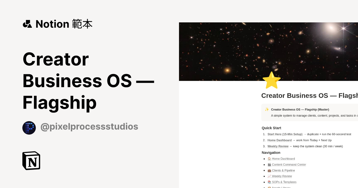Creator Business OS — Flagship 範本 | Notion Marketplace