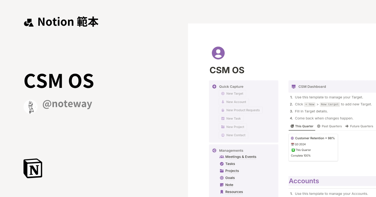 由 Noteway 建立的 CSM OS 範本 | Notion Marketplace