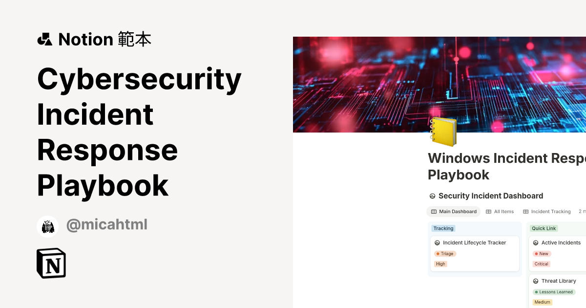 Cybersecurity Incident Response Playbook 範本 | Notion Marketplace