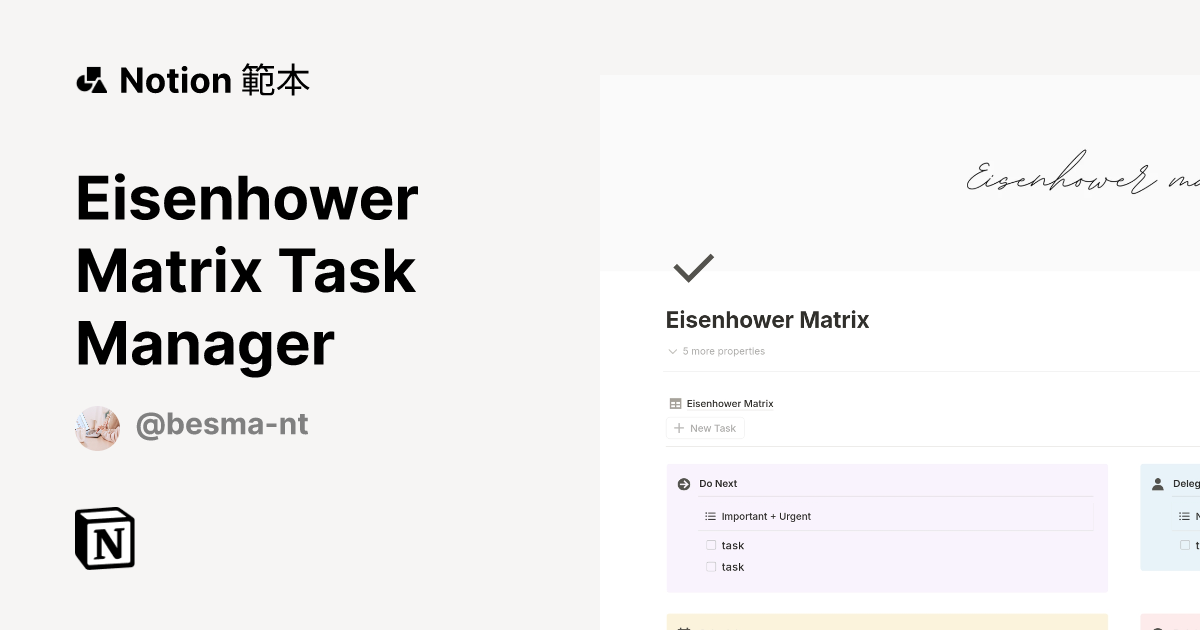 Eisenhower Matrix Task Manager 範本 | Notion Marketplace