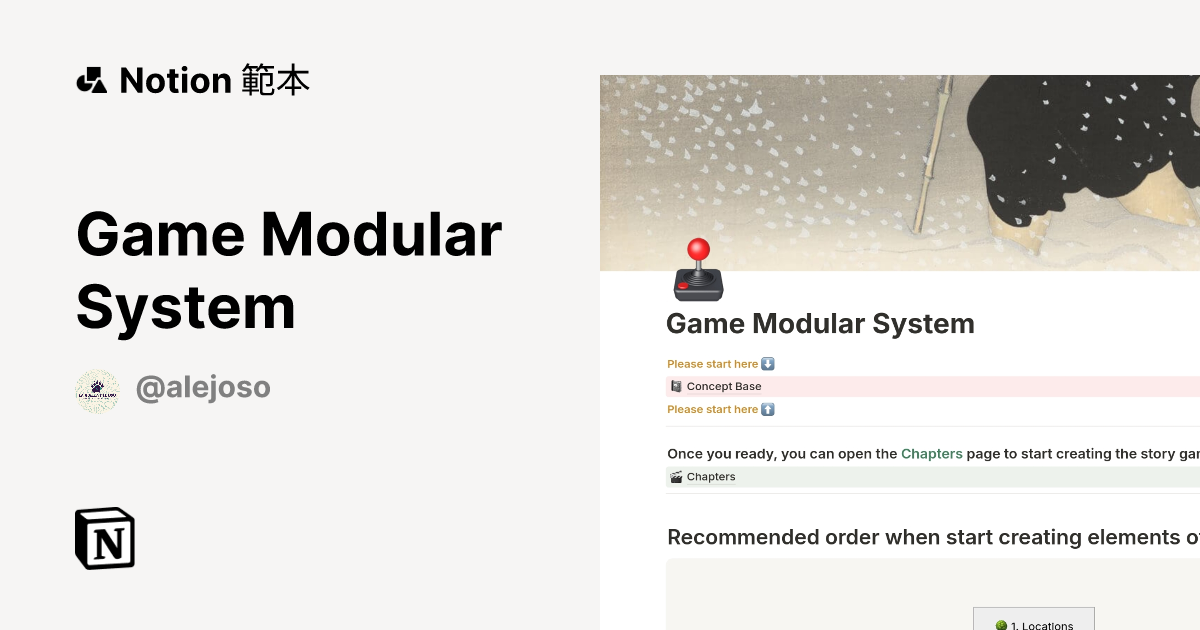 由 Alejo 建立的 Game Modular System 範本 | Notion Marketplace