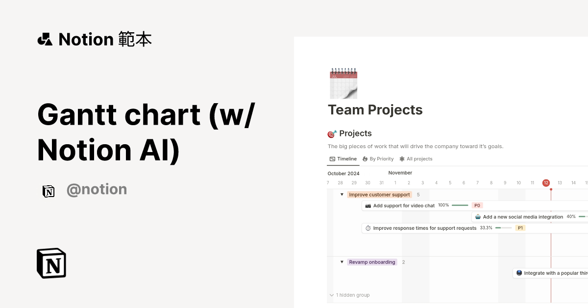 由 Notion 建立的 Gantt chart (w/ Notion AI) 範本 | Notion Marketplace