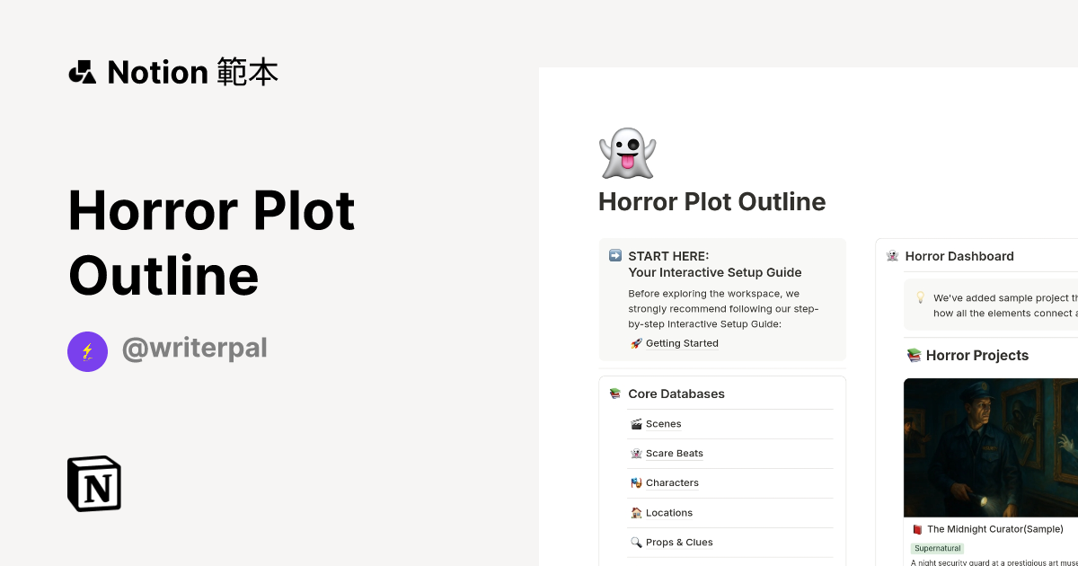 Horror Plot Outline 範本 | Notion Marketplace