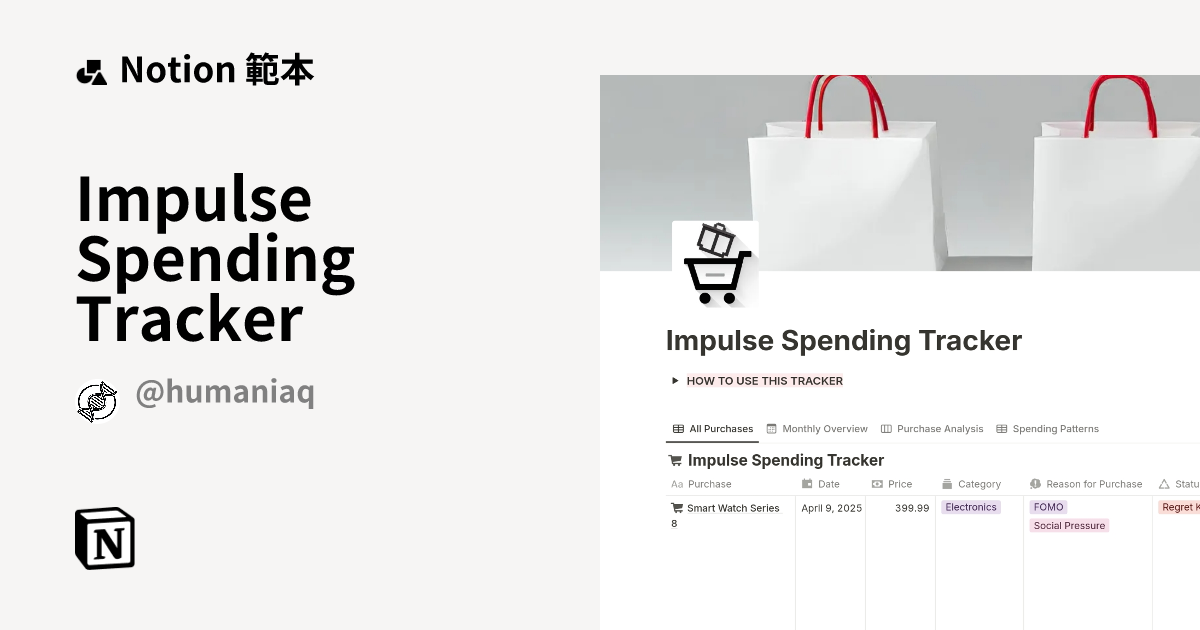 Impulse Spending Tracker 範本 | Notion Marketplace
