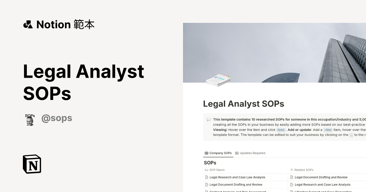 Legal Analyst SOPs 範本 | Notion Marketplace