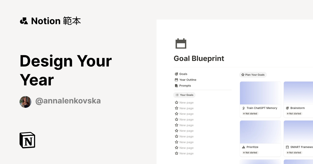 由 Anna Lenkovska 建立的 Design Your Year 範本 | Notion Marketplace