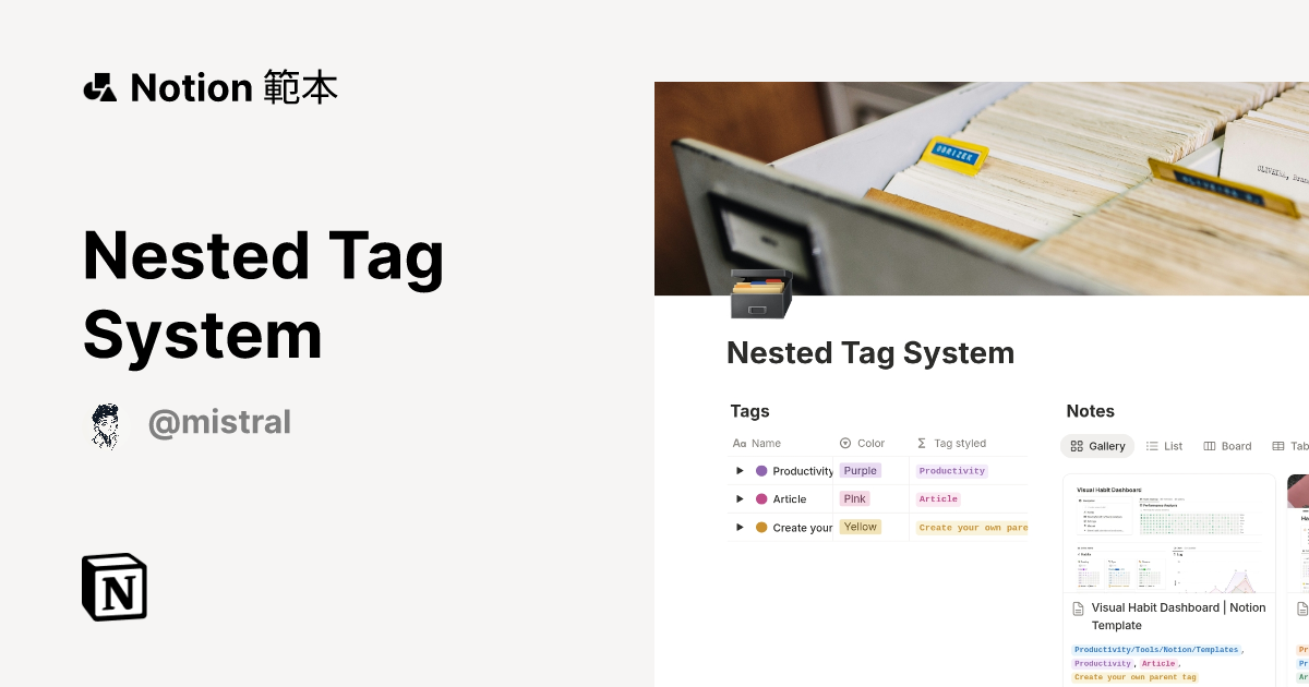 由 Mistral 建立的 Nested Tag System 範本 | Notion Marketplace