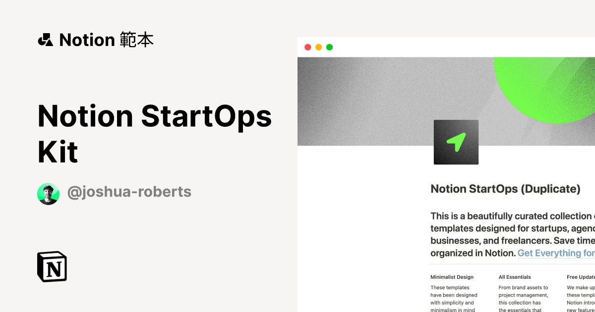 Notion StartOps Kit 範本 | Notion Marketplace