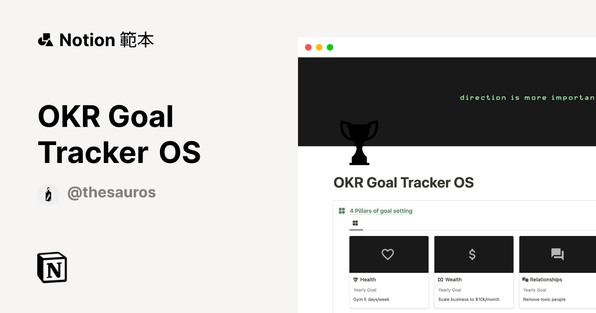 OKR Goal Tracker OS 範本 | Notion Marketplace