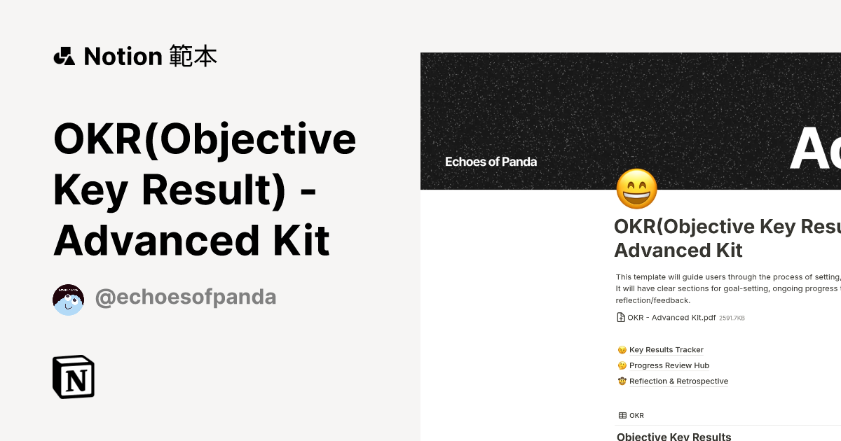 OKR(Objective Key Result) - Advanced Kit 範本 | Notion Marketplace