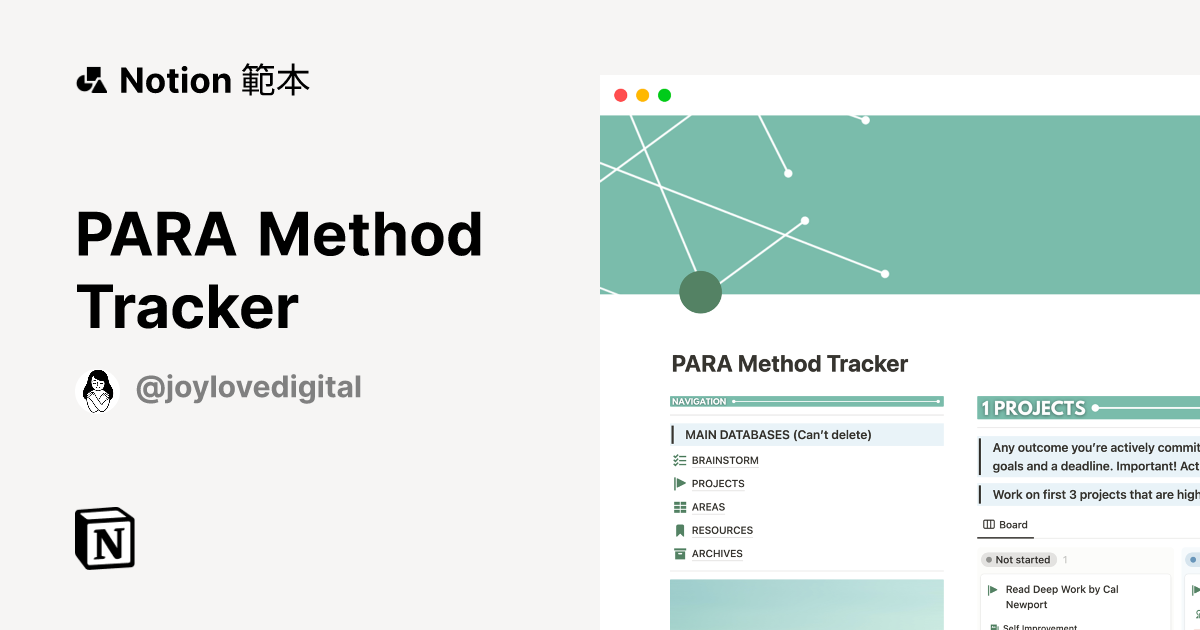 PARA Method Tracker 範本 | Notion Marketplace