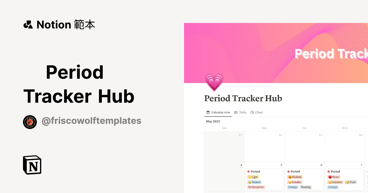 Period Tracker Hub 範本 | Notion Marketplace