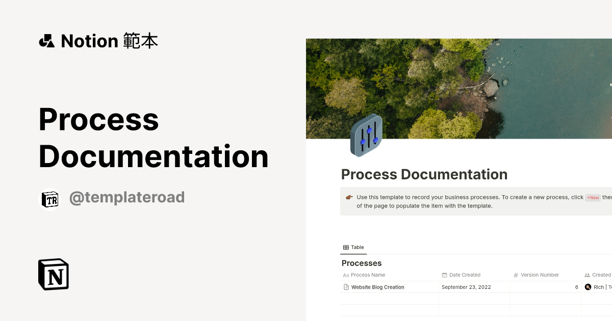 由 Template Road 建立的 Process Documentation 範本 | Notion Marketplace