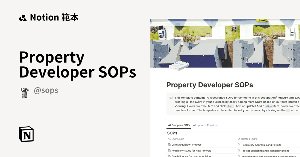 Property Developer SOPs 範本 | Notion Marketplace