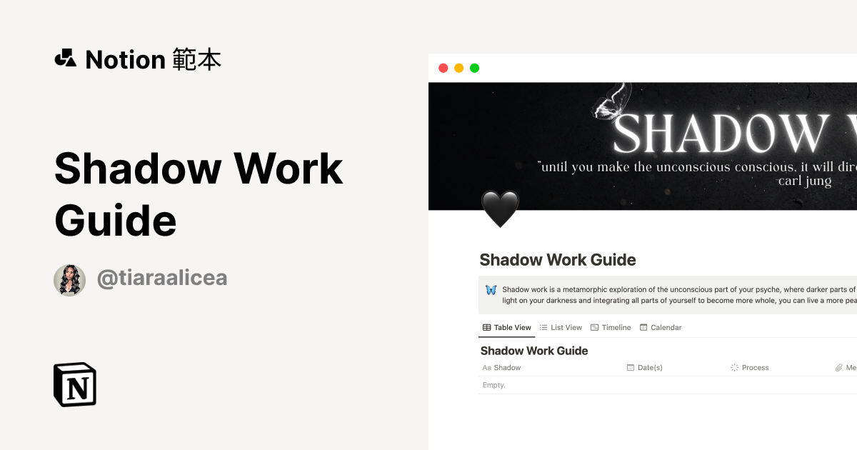 由 Tiara Alicea 建立的 Shadow Work Guide 範本 | Notion Marketplace