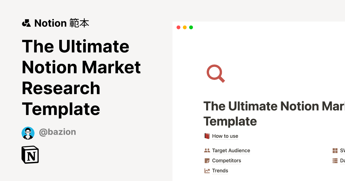 The Ultimate Notion Market Research Template 範本 | Notion Marketplace