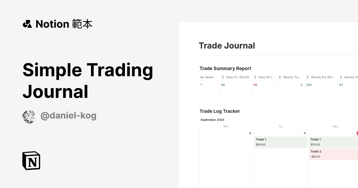 Simple Trading Journal 範本 | Notion Marketplace