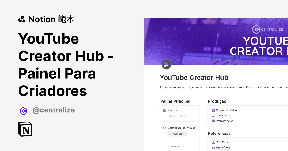 由 Centralize 建立的 YouTube Creator Hub - Painel Para Criadores 範本 ...